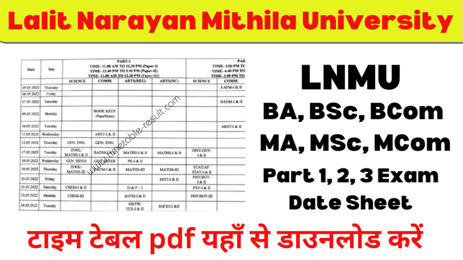 LNMU Exam Date 2024 – Lalit Narayan Mithila University Timetable